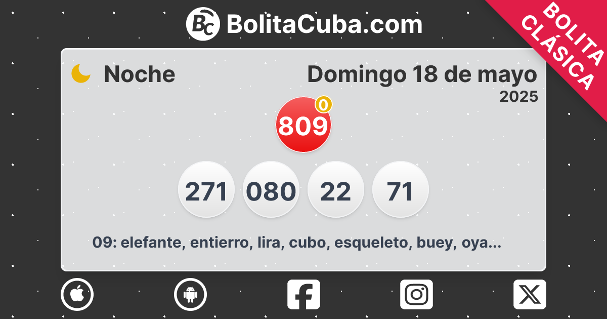Bolita 18 de mayo de 2025 Domingo Noche 14939 - BolitaCuba